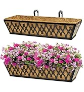 Amazon.com : 2 Pack 24 Inch Window Boxes Planters Railing Planter Box ...
