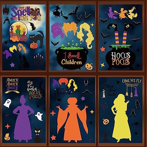 Amazon.com: Whaline 9 Sheets Halloween Witch Window Stickers Crazy ...