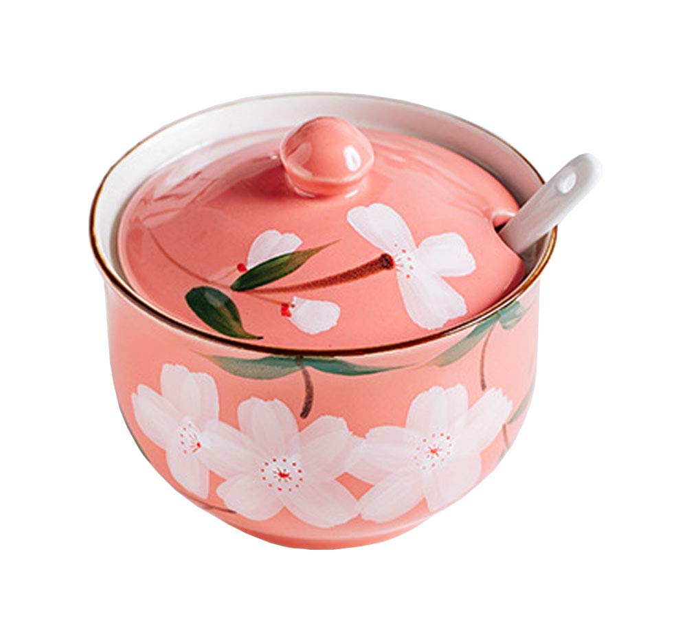 Amazon.com | FUYU Hand-painted Flower Ceramic Condiment Pot Seasoning ...