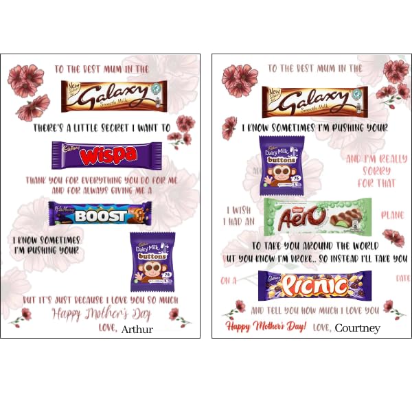 Personalised Mothers Day Chocolate Message Board, Chocolate Poem Board ...