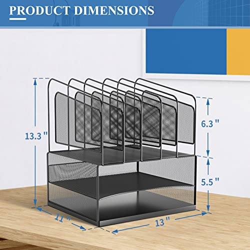Snapklik.com : Mesh 2 Trays 5 Vertical File Sorter Desk Organizers And ...