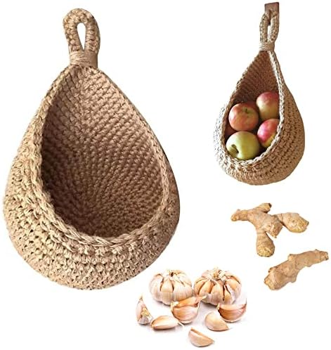 NatüRliche Woven Obst Korb,Gewebter Obst-HäNgekorb,Frucht GemüSe ...