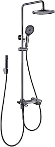 Ksunun Grey Shower Faucet Set, Rainfall Shower System With With Digital Temperature Display ...