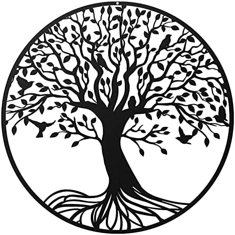 Amazon.com: Peryiter 4 Pcs Tree of Life Wall Art Decor Wooden Tree of ...