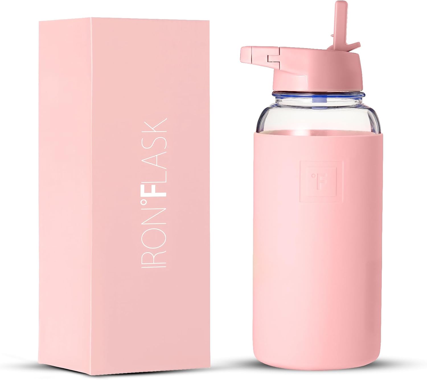 Amazon.com: IRON FLASK Glass Sports Water Bottle - 32 Oz Straw Lid ...