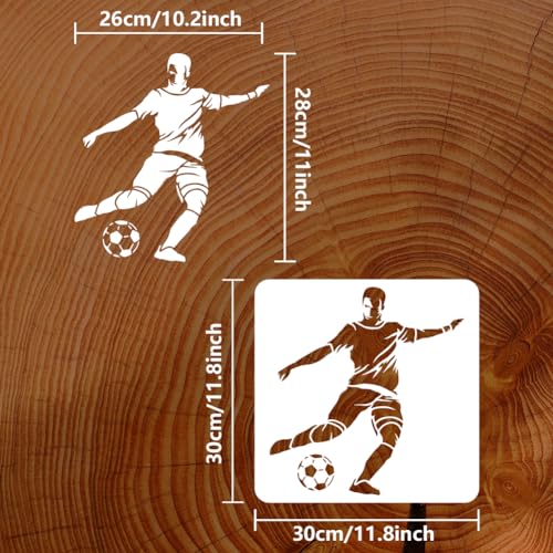 FINGERINSPIRE Football Player Painting Stencil 30x30cm Reusable Soccer ...