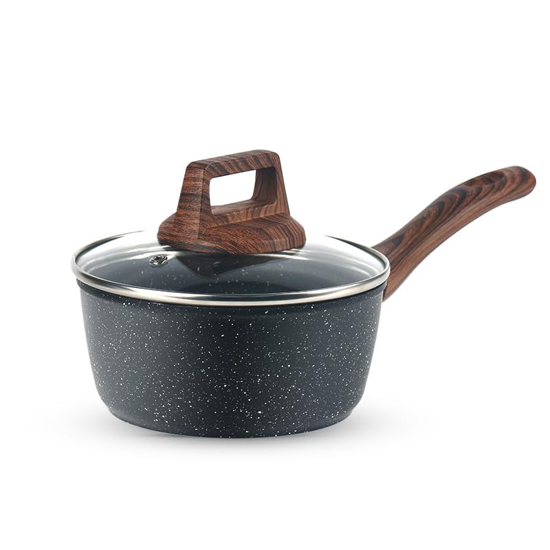Wellhouse 16cm Nonstick Saucepan with Lid Induction Small Granite ...