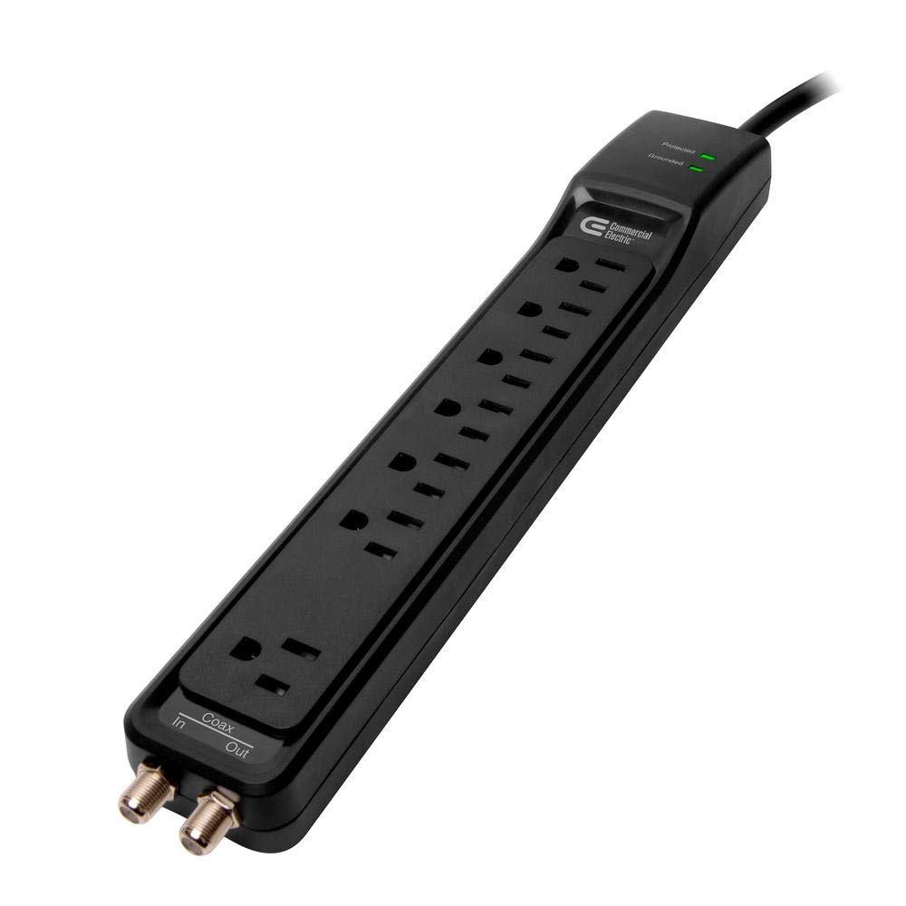 Snapklik.com : 7-Outlet Coax Power Strip Surge Protector