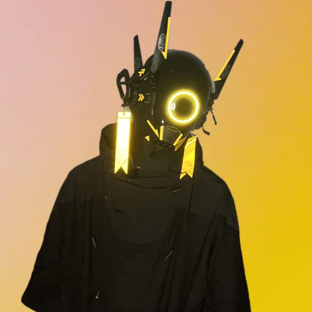 Amazon.com: LIGUOGUO Black Punk Mask Cosplay for Men Futuristic ...