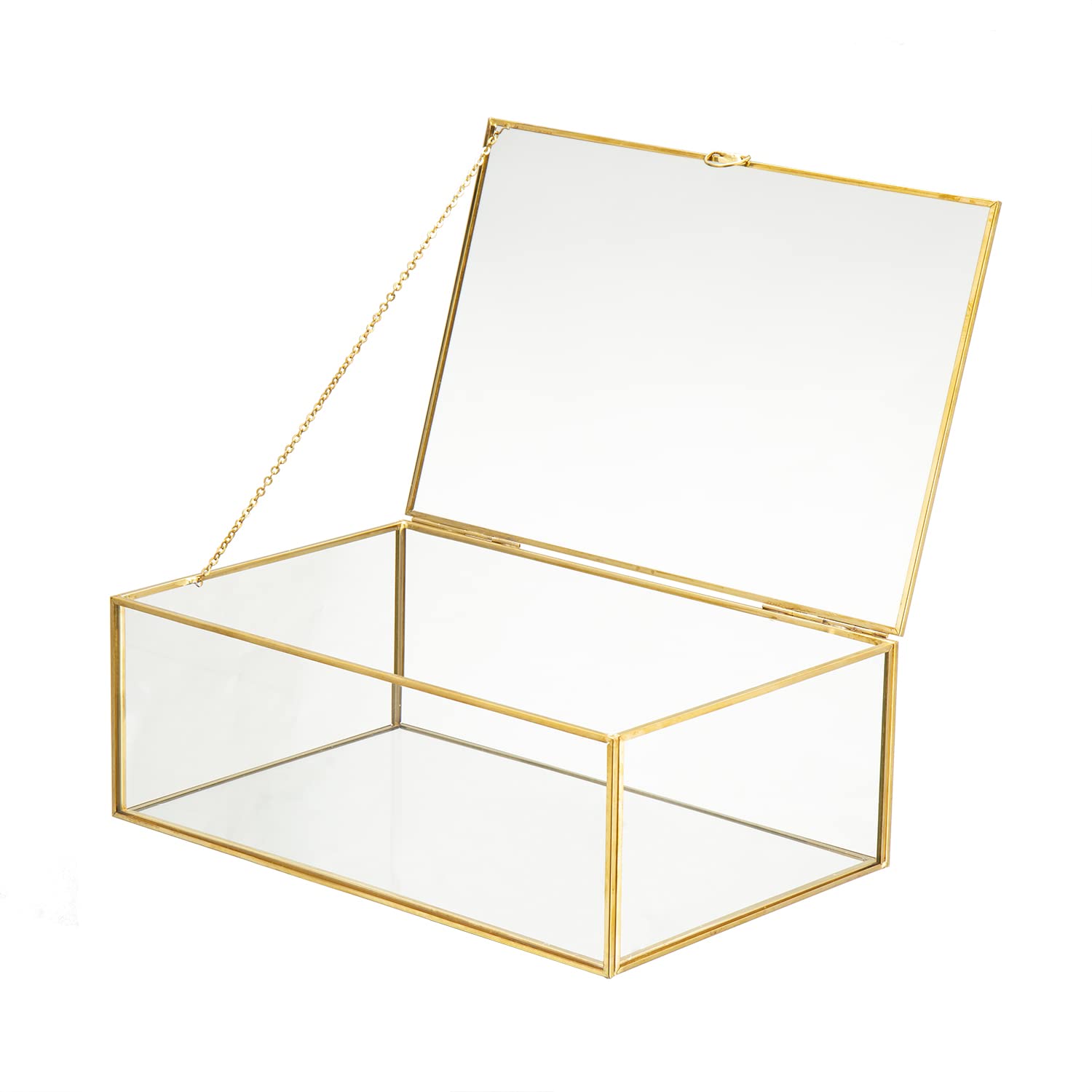Amazon.com: WHSLILR Vintage Glass Jewelry Box Keepsake Box with Hinged ...