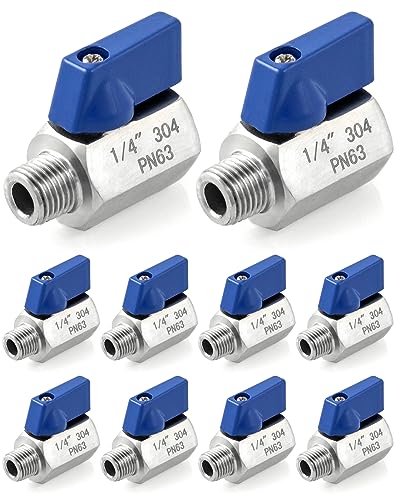 Snapklik.com : Mini Ball Valve, 10 Pack 1/4 NPT Thread Female And Male ...