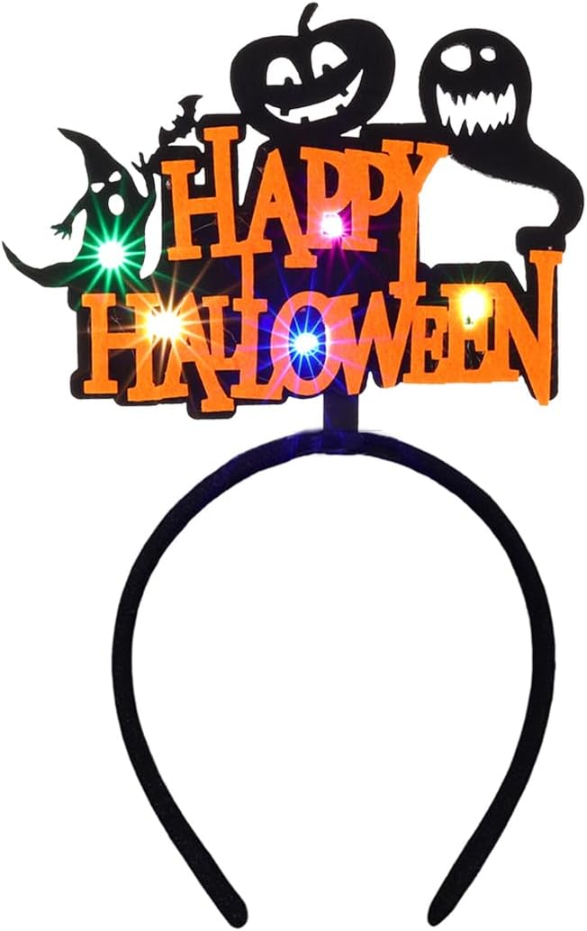 EARENT Light Up Halloween Headband Led Black Ghost Bat Hair Bands ...