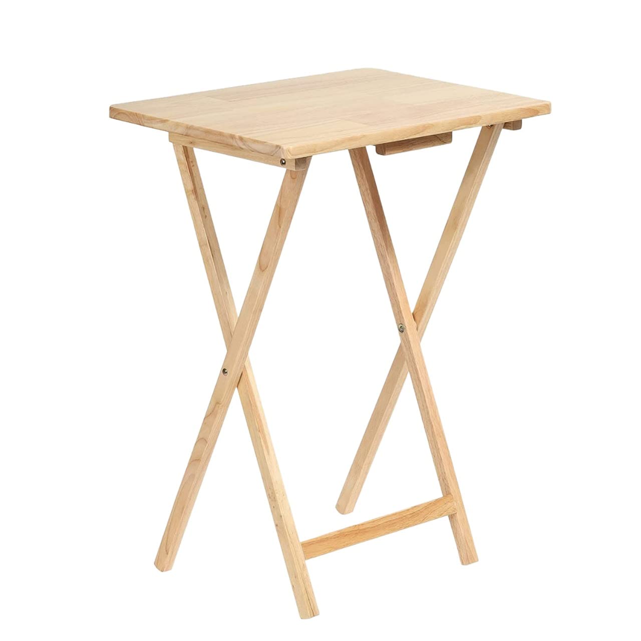 KHAPALWAK Natural Wood Folding Snack Table, Single Folding Tray Table ...