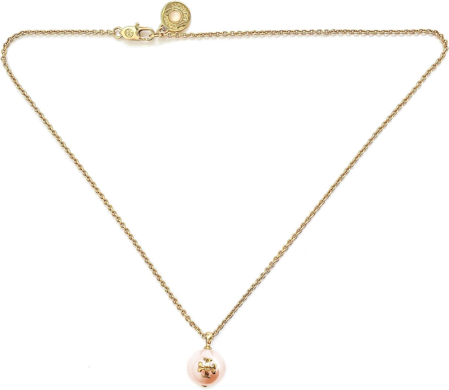 Amazon.com: Tory Burch Womens Pearl Logo Rope Necklace TB Logo, Rose ...