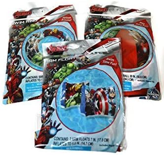 Amazon.com: Avengers Pool Beach Bundle of 3 Items; Beach Ball Swim Ring ...