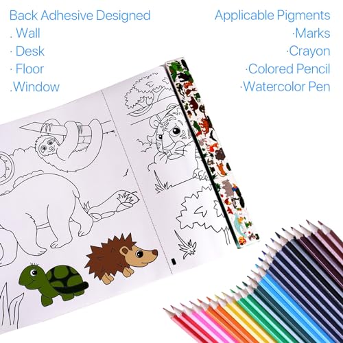 IIF 2 Pack Sticky Coloring Drawing Paper Roll 119×14.9inch/ 300x38cm ...