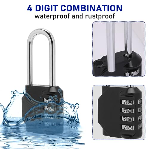 2 Pack Metal Combination Padlock 4 Digit Code Padlocks Weatherproof ...