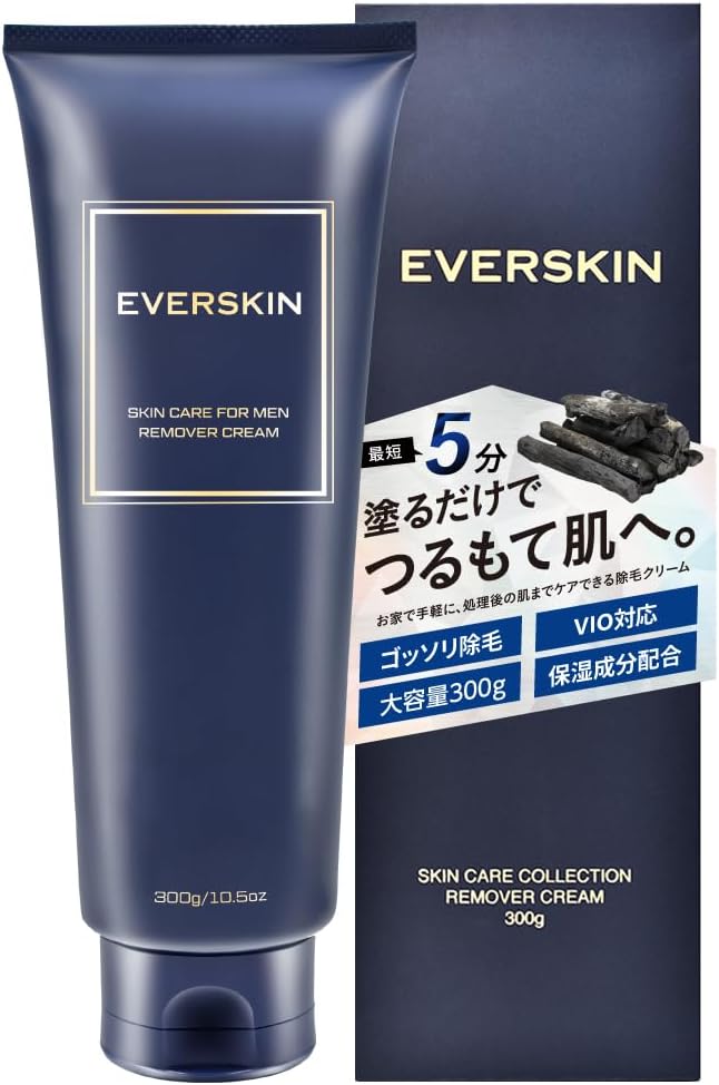 Amazon.co.jp: (VIO対応) EVERSKIN 除毛クリーム メンズ 男性 300g (炭配合) ギフト プレゼント 医薬部外品 日本製 : ビューティー