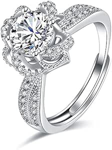 Amazon.com: Shimspex Classic Adjustable Natural 1-Carat Diamond Ring for Women, Adjustable in ...