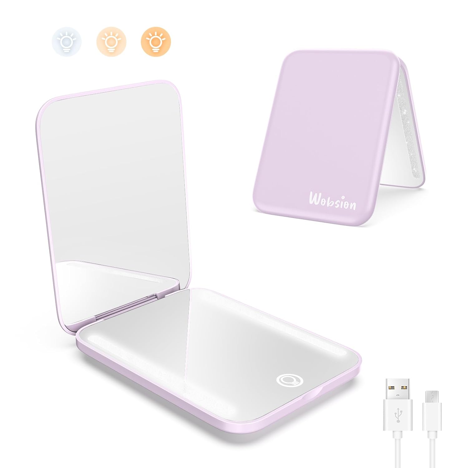 Amazon.com: WOBSION Rechargeable Travel Mirror with Light,1x/3x Compact ...