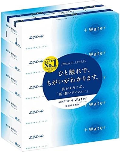 Amazon.co.jp: Elleair +Water 180 Pairs 360 Sheets x 5 Boxes, 100% Pulp ...