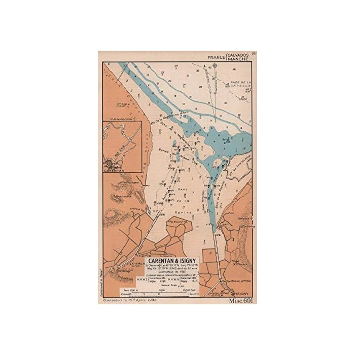 Buy Carentan & Isigny sea Coast Chart D-Day Planning map. Utah Beach ...