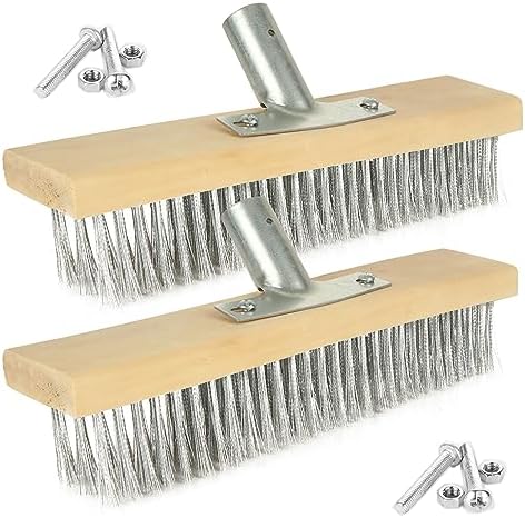 SENENQU 2 Pack 12 Inch Wire Broom Head, Stiff Steel Bristle Scrubbing ...