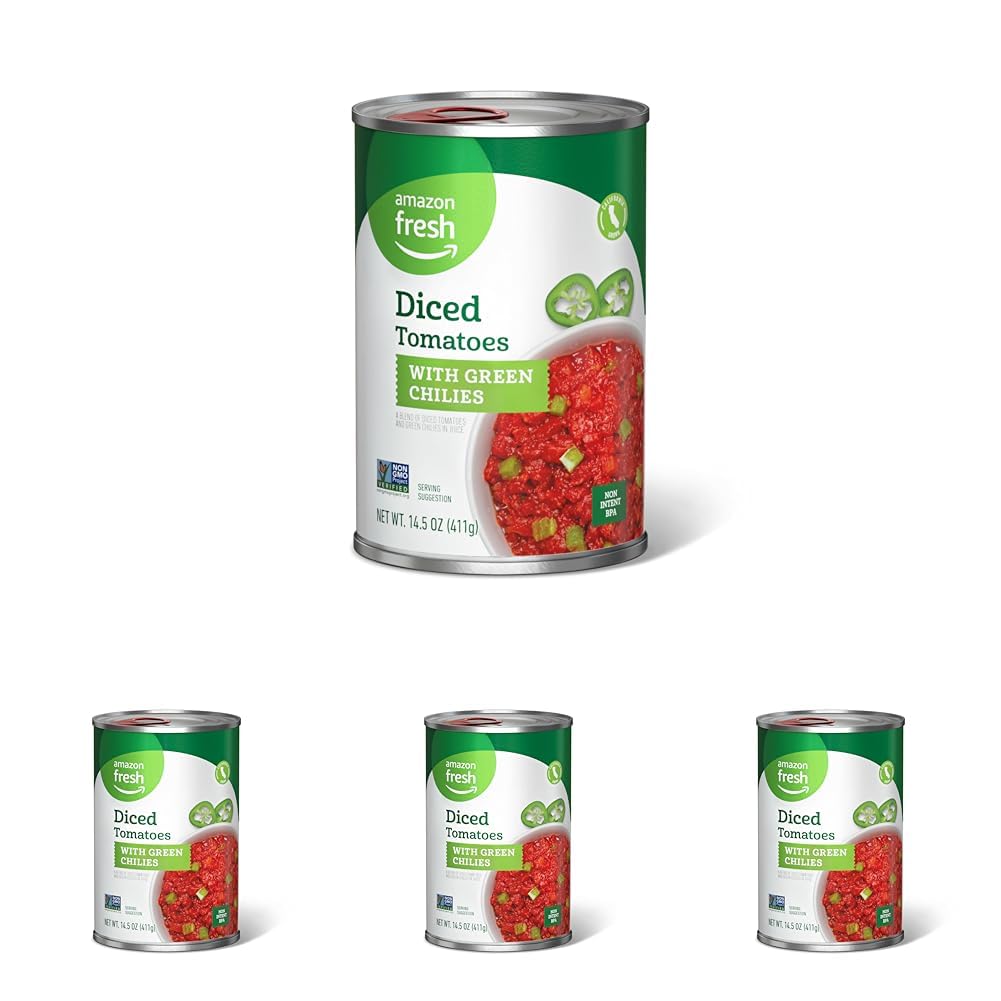 Amazon.com : Amazon Fresh, Diced Canned Tomatoes With Green Chilies, 14 ...