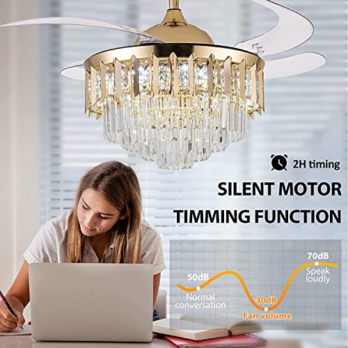 oltao Crown Smart Chandelier Ceiling Fan with BLDC Motor, Dimmable 3 ...