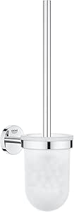 GROHE Start Cosmopolitan QuickFix Toilet Brush Set (Glass and Metal, Wall-mounted, Concealed ...