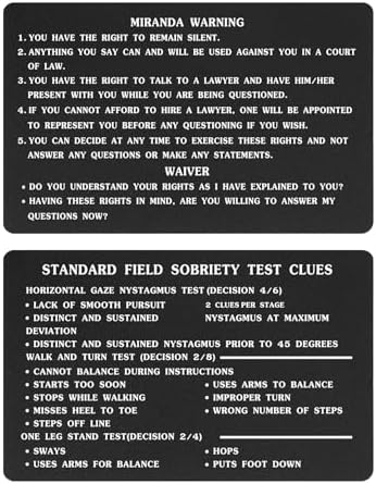 Amazon.com : DGXMD Miranda Warning Card - Double-sided Miranda Rights ...