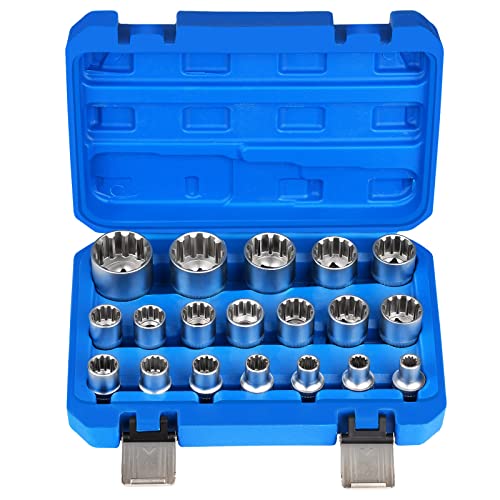 nutmanel Multi-Tooth Nut Set 19 Pieces 1/2 Inch Multi-Tooth Socket ...