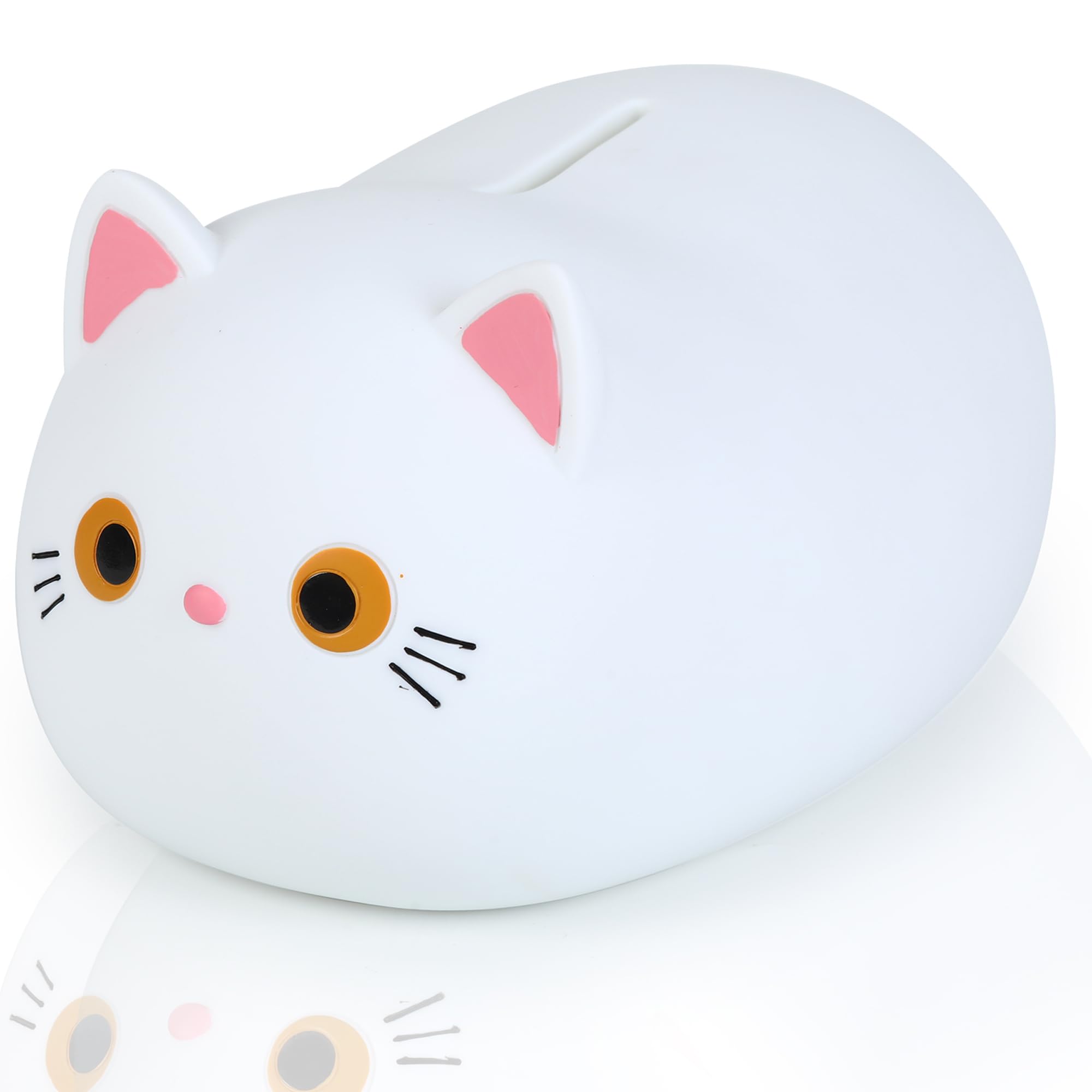 Amazon.com: H&W White Cat Piggy Bank for Girls,Plastic Coin Bank ...
