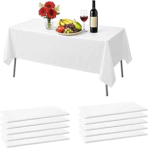 Disposable Tablecloth, White, Pack of 10, Plastic Tablecloth, 137 x 274 ...