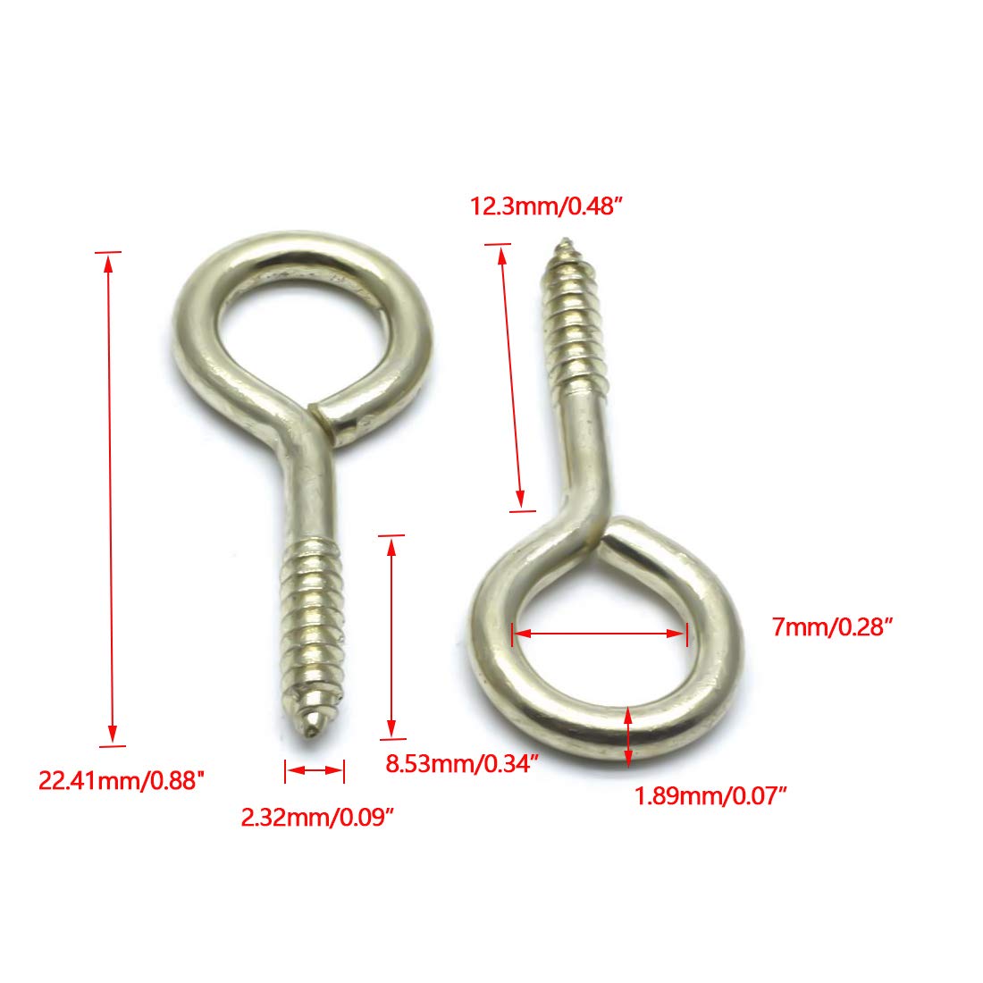 Snapklik.com : 100Pcs Screw Eyes 0.88 Inch Eye Shape Screws Eye Hooks ...