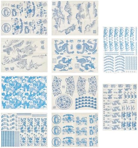 Amazon.com: WEBEEDY 10 Styles Underglaze Transfers Ceramic Decals Blue ...