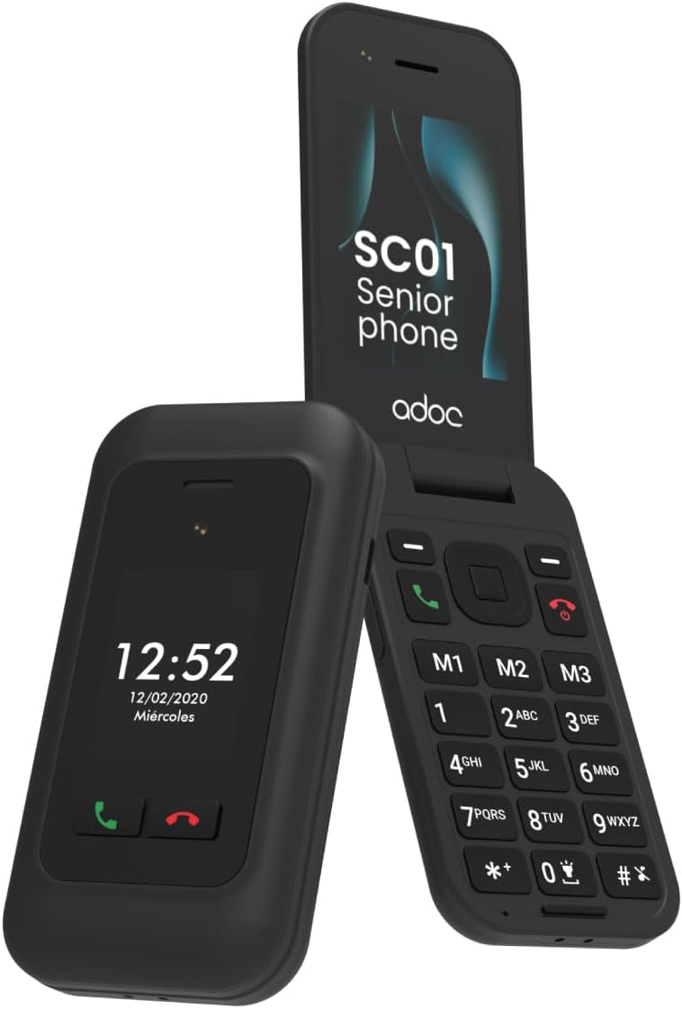 ADOC SC01 Teléfono Móvil 4G de Tapa para Personas Mayores, 2 Pantallas, Bluetooth, Wi-Fi ...
