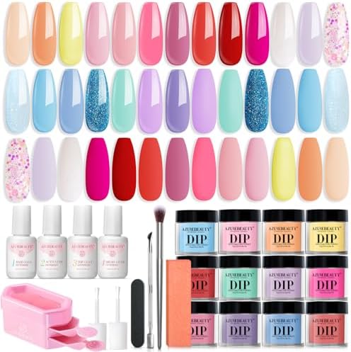 Amazon.com: AzureBeauty 31Pcs Dip Powder Nail Kit Starter 20 Colors ...