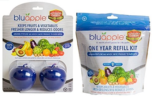 Bluapple Ethylene Gas Absorber w/1 Year Supply of Refills, 1 Set of 2 ...