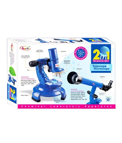 Buy 2 in 1 Science Kit Telescope & Microscope Kiddy Set Annie with 3 ...