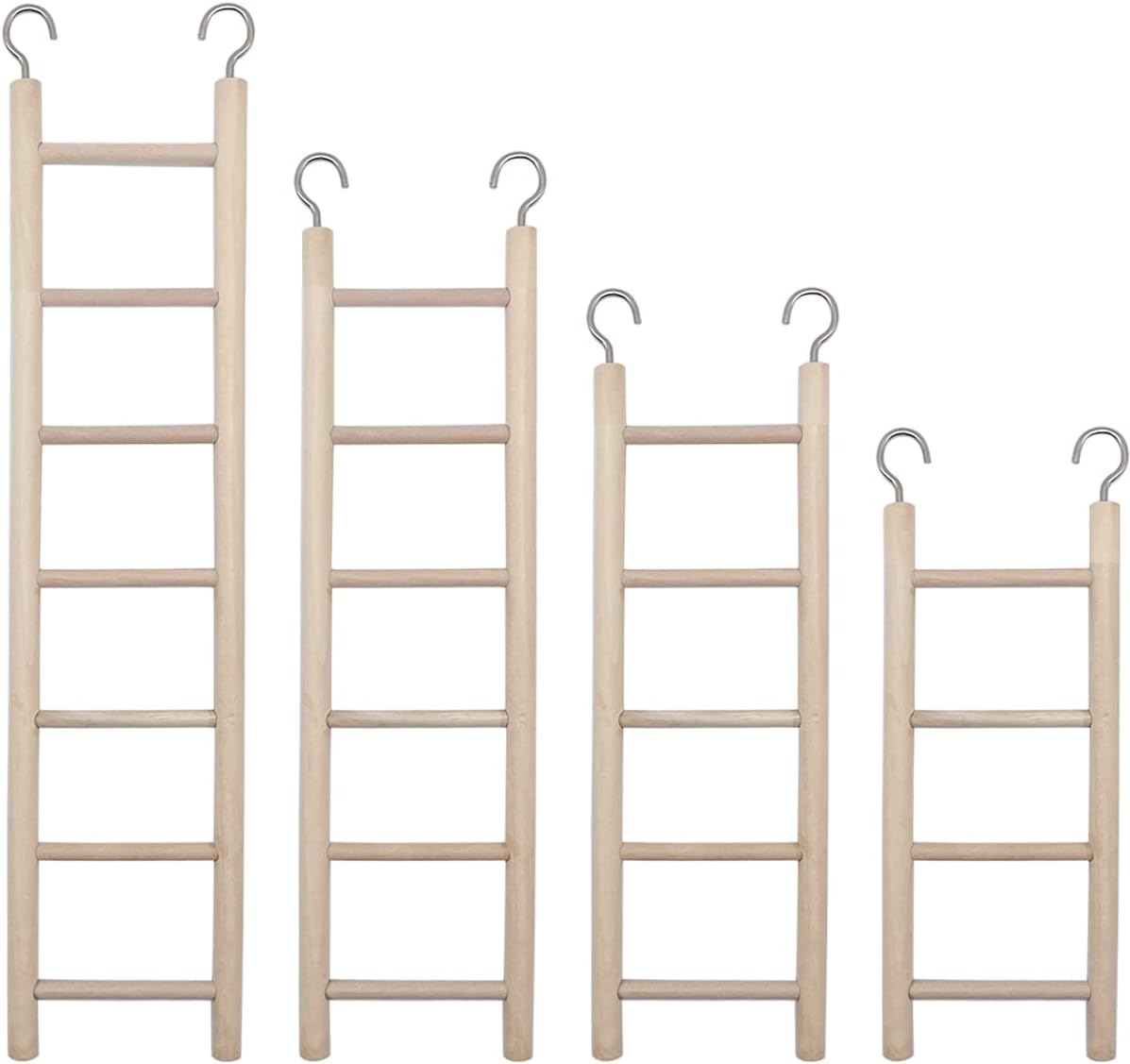 Amazon.com : 4pcs Wooden Bird Ladder Bird Toys Natural Wood Step ...