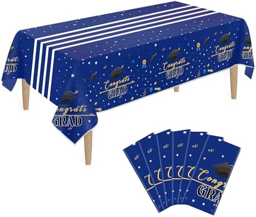 Amazon.com: Tujol Graduation Tablecloths, 6 Pack Plastic Tablecovers 54 ...