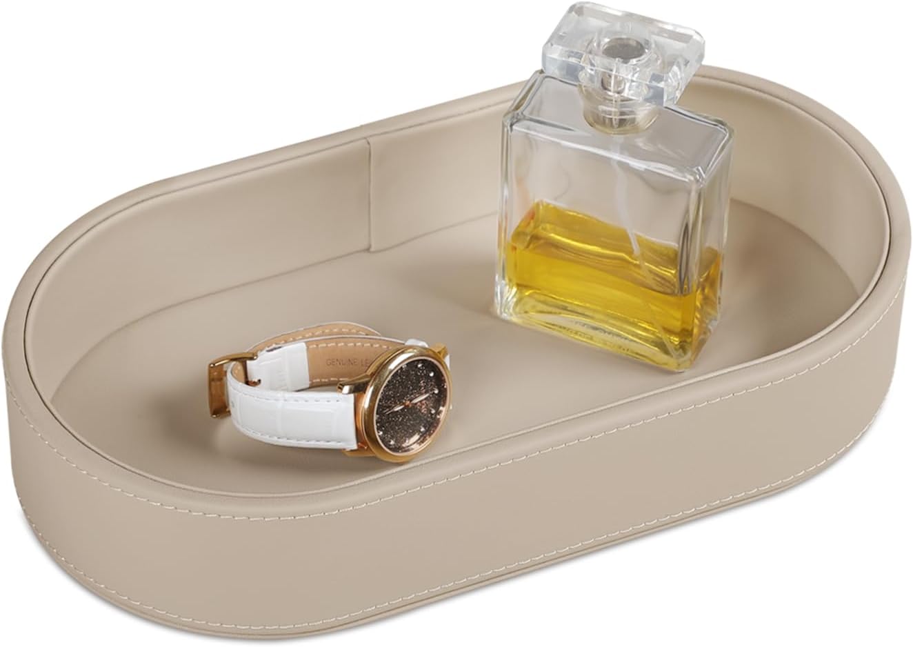 Amazon.com: NICLNGSH Oval Desk Valet Tray, PU Leather Perfume Dish Bowl ...
