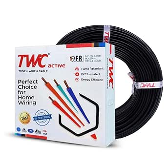 TWC Active Single Core Electrical Wire |Black, 45 Meter, 1.5 SQ.MM ...