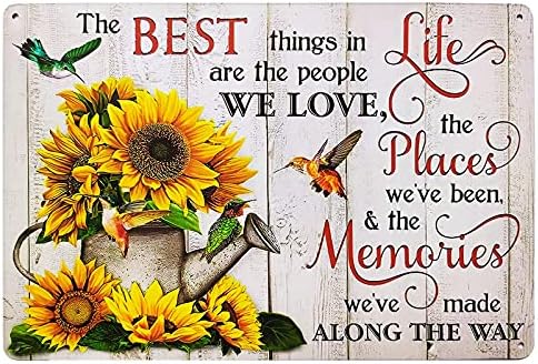 Amazon.com: Super durable Metal Sign Sunflower and Hummingbirds tin ...