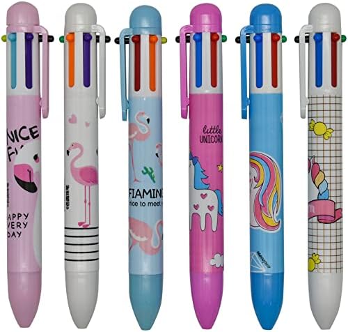 10 Pack 6-Color Retractable Ballpoint Pens 0.5mm 6-in-1 Multicolor ...