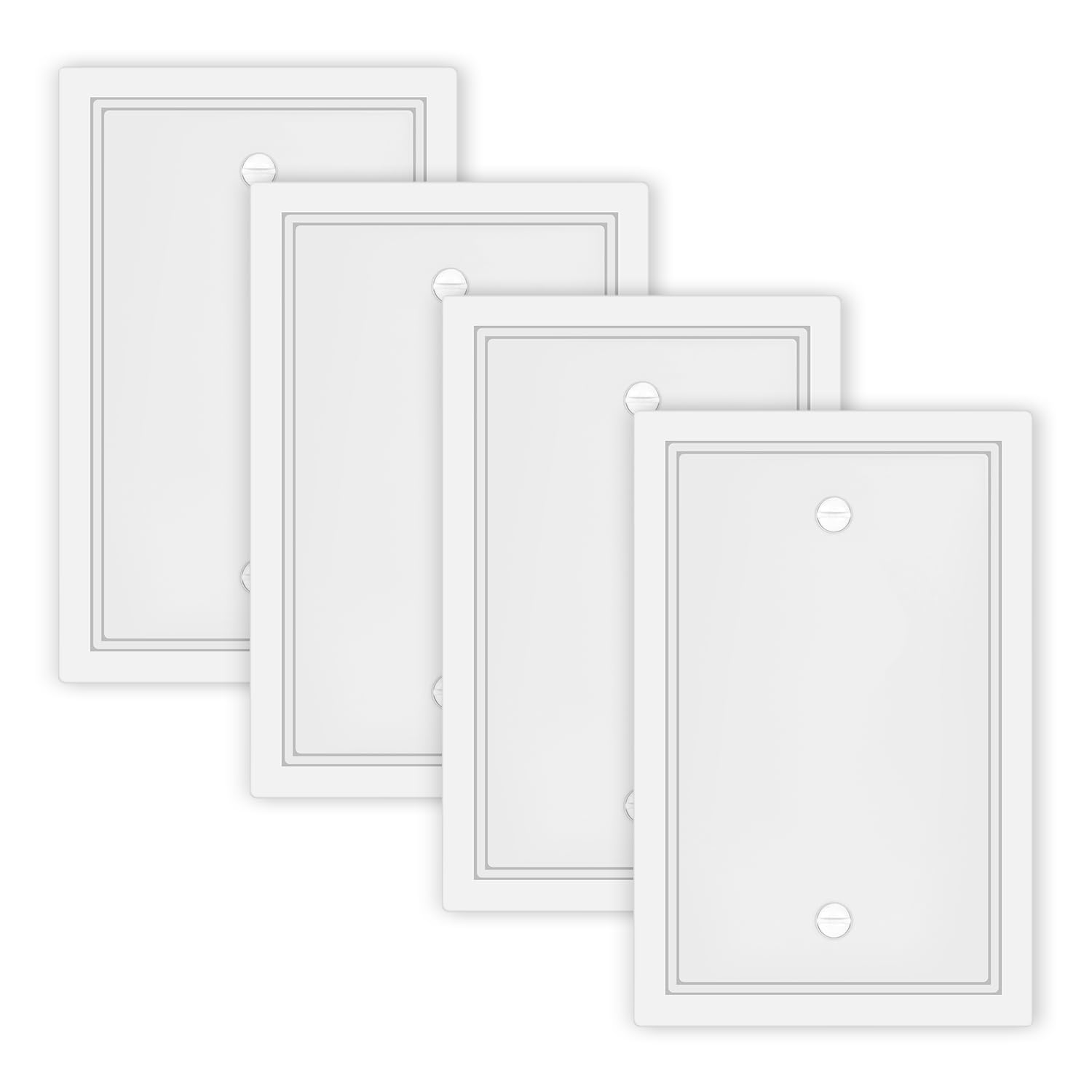 4 Pack Single Blank Outlet Cover Plate White Classic Decorative Blank ...