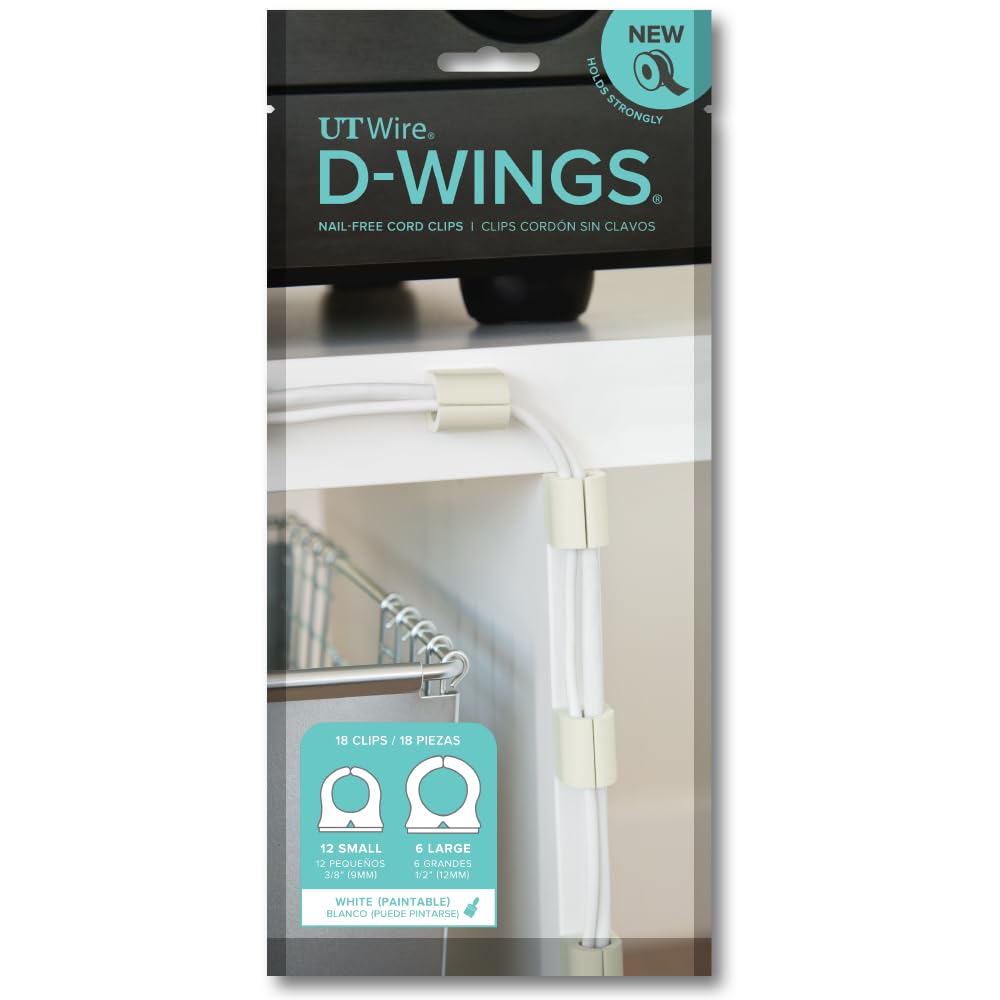 Amazon.com: UT Wire UTW-D18-WH D-Wings Cord Clip Organizer, Assorted ...