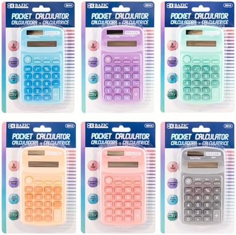Amazon.com : BAZIC 8 Digit Pocket Size Calculator, Dual Power Solar ...