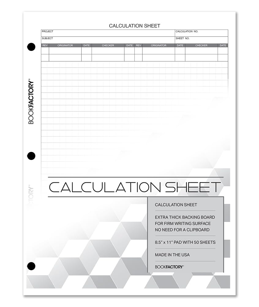 Amazon.com : BookFactory Calculation Sheet Notepad/Grid Format ...